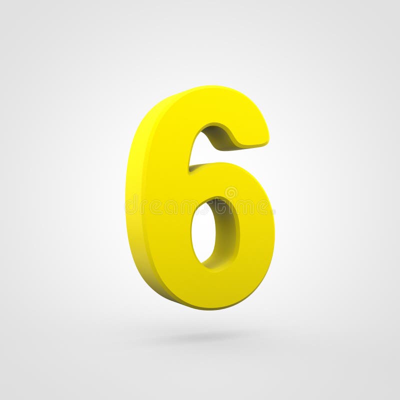 Plastic Yellow Number 6 Isolated on White Background. Stock ...