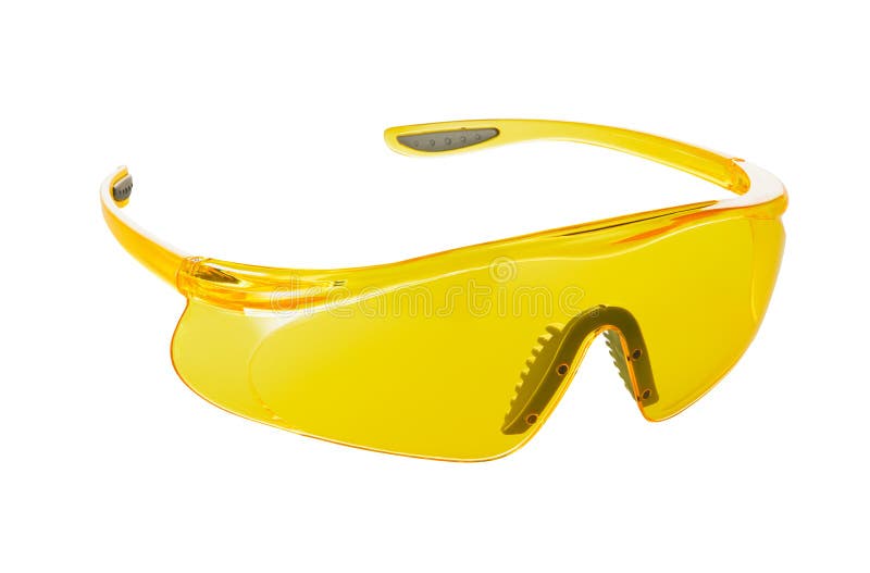 Plastic Yellow Safety Goggles for Work Isolated on White Background ...