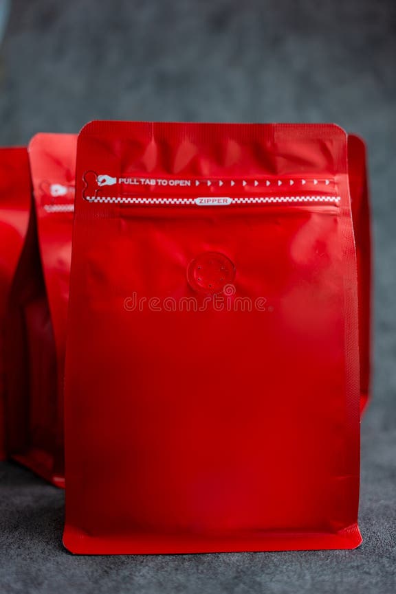 Plastic Zip Red Bag Packaging Stock Image - Image of restaurant, packet ...