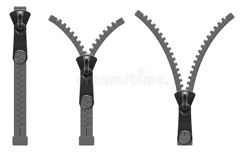 Plastic Zipper. Zipper in Closed and Opened Positions. Template Zipper ...