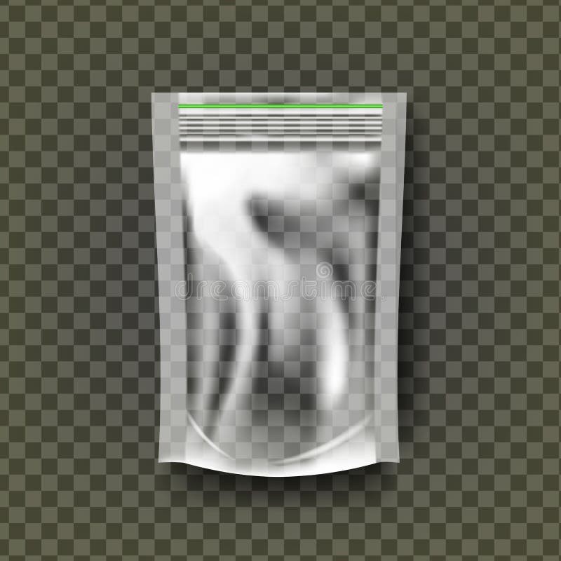 Plastic Zipper Vector. Transparent Zip Wrap. Empty Product Polyethylene ...