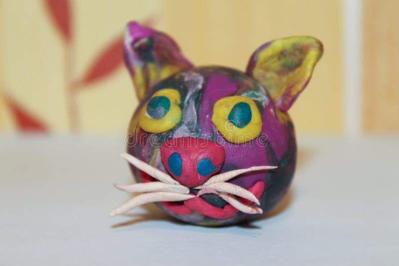 Plasticine Cat Head Close-up. Creativity and Design Stock Photo - Image ...