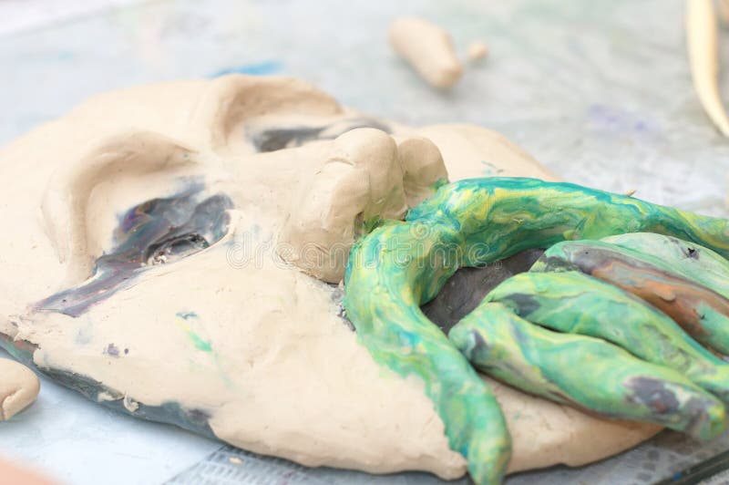 Man Sculpting Plasticine Form of Face Stock Photo - Image of skill ...