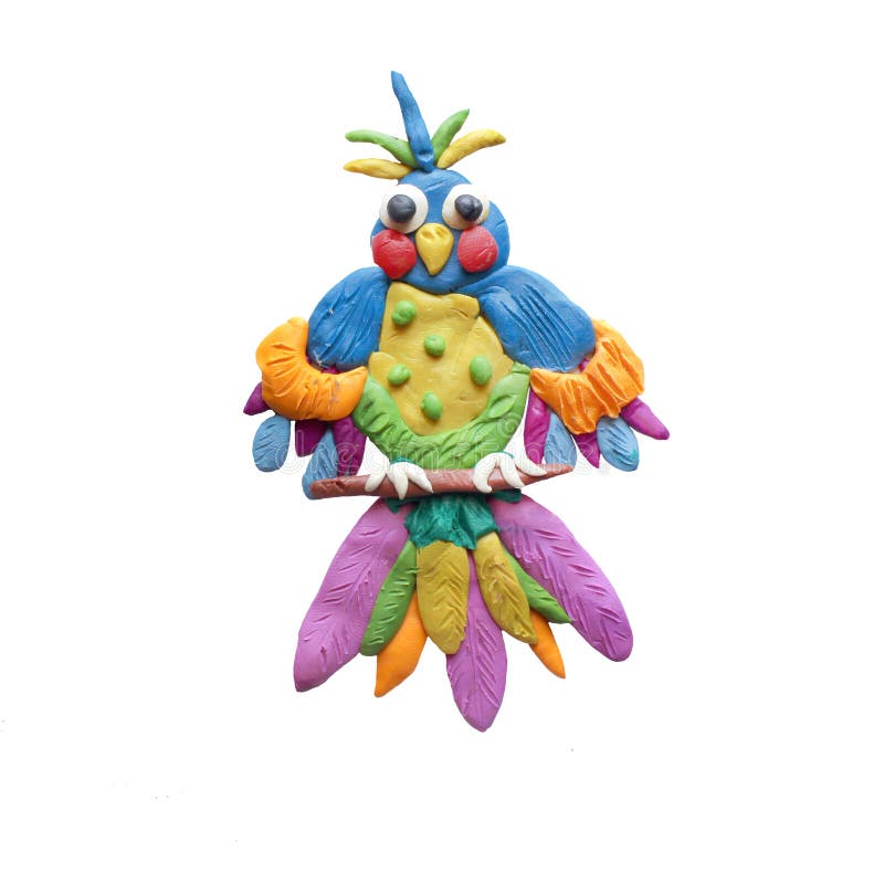Plasticine Fantasy Bird Sculpture on White Stock Illustration ...