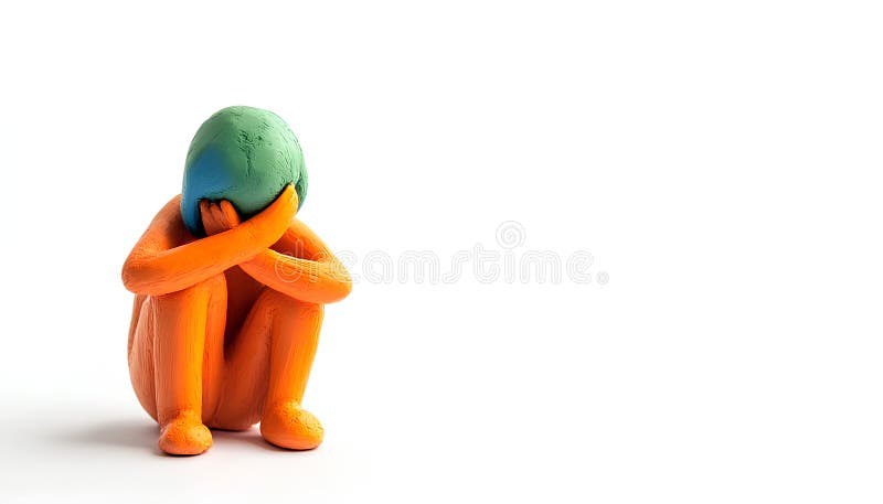 Plasticine Figure of Crying Human on White Background. Space for Text ...