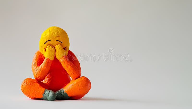 Plasticine Figure of Crying Human on White Background. Space for Text ...