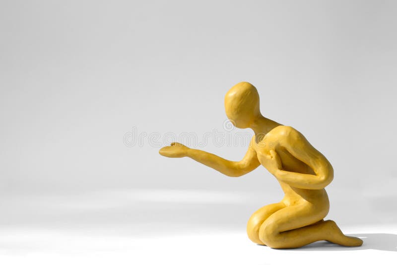 Plasticine Figure of Human Asking Help on White Background. Space for ...