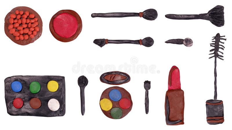 Plasticine Make-up Cosmetics Product Set Isolated on White Stock Image ...