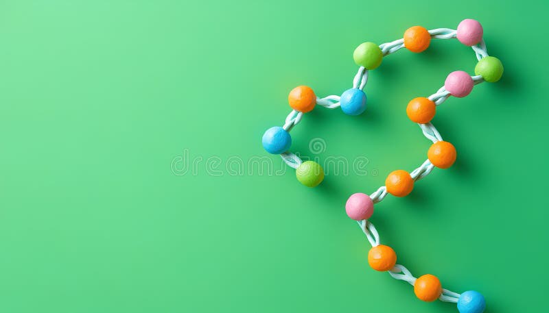 Plasticine Model of DNA Molecular Chain on Green Background, Top View ...