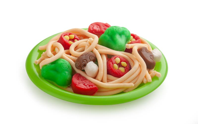 Plasticine Pasta with Vegetables Stock Image - Image of cooking, plate ...