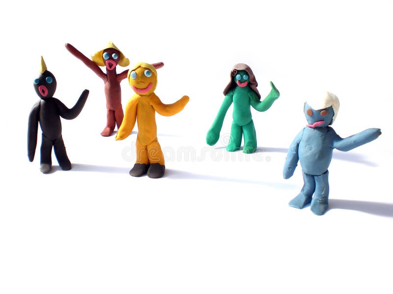 Plasticine People Figures Saying Hi Stock Photo - Image of block, happy ...