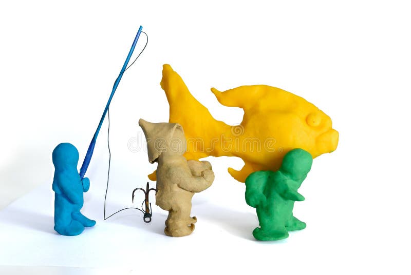 Plasticine puppet and Fish stock photo. Image of fish - 134016222