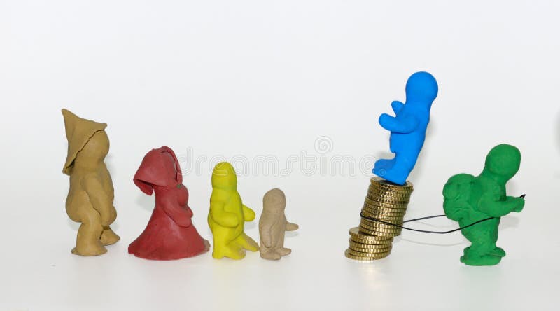 Plasticine Puppet in Meeting Stock Illustration - Illustration of coin ...