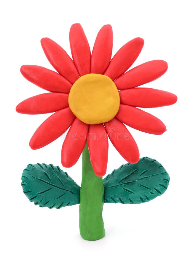 Plasticine Red Flower with Leaves Stock Image - Image of craft ...