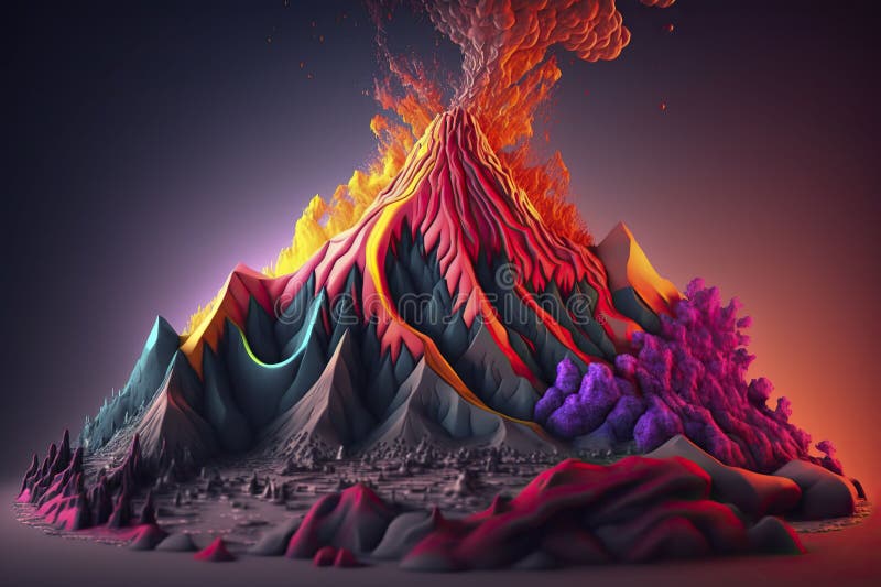 Plasticine Volcano. Generative AI Stock Illustration - Illustration of ...