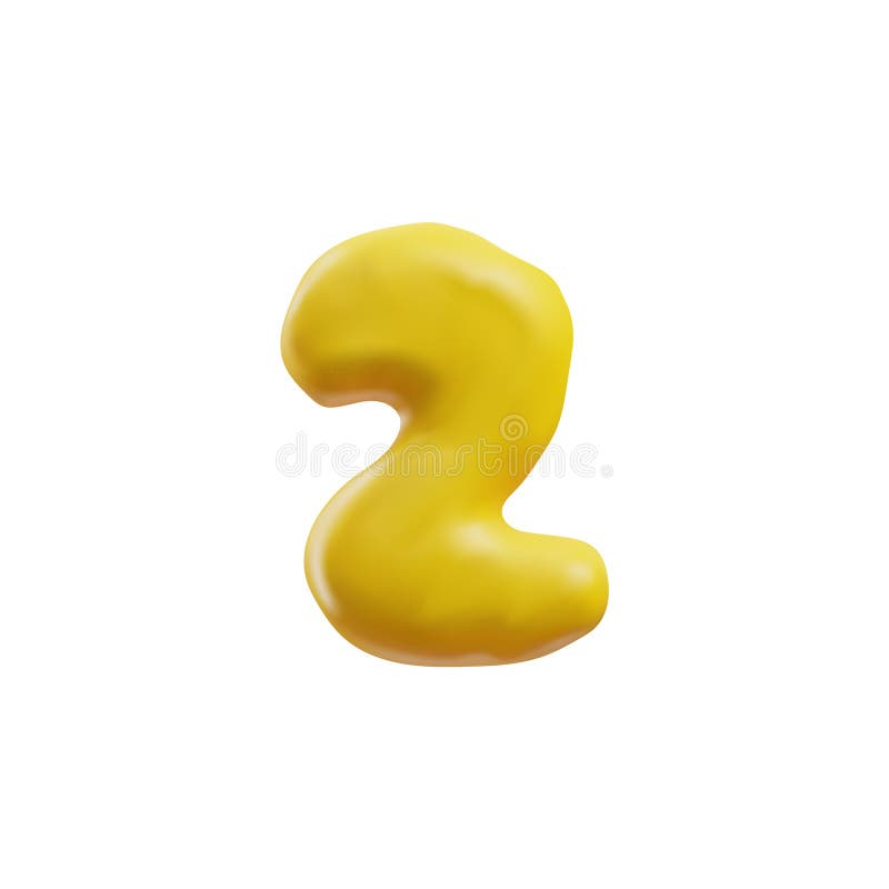 Plasticine Yellow Number Two, Vector 3D Numeric Symbol 2 from Dough ...