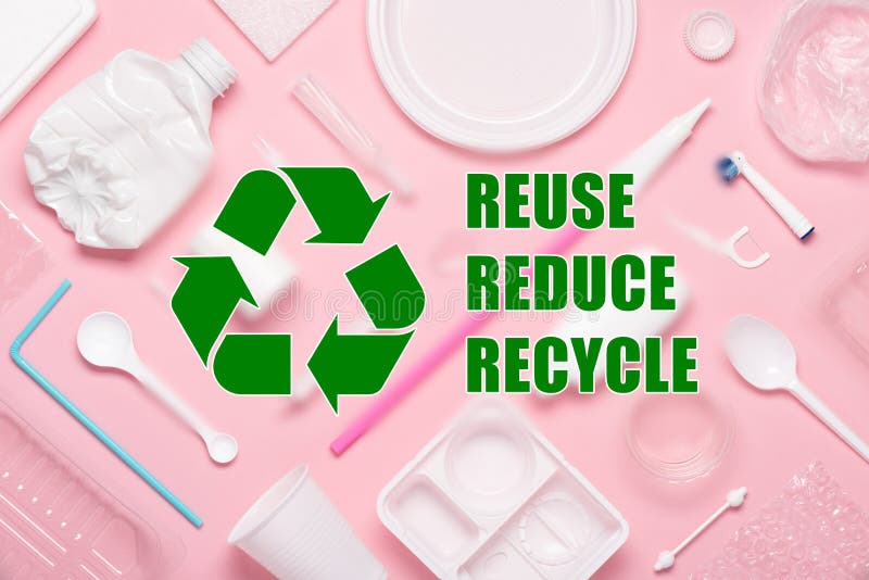 Recycling Symbol with Reuse Reduce Recycle Slogan Surrounded by Single ...