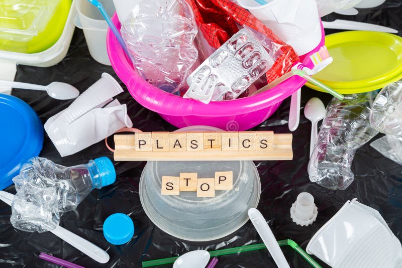 Plastics for recycling stock image. Image of container - 121875103