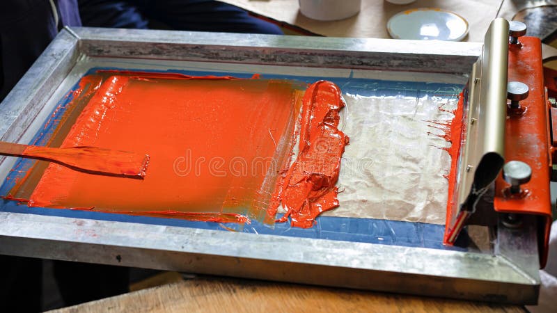 Plastisol Ink (paint) on a Mesh Screen Frame. Printing Images by Silk ...