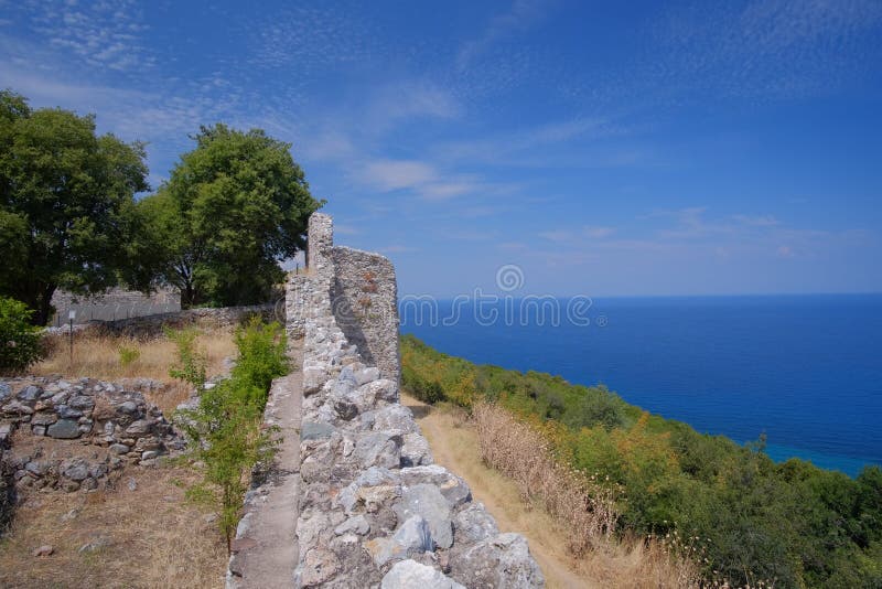 Platamon Castle in Greece stock image. Image of castle - 64994253