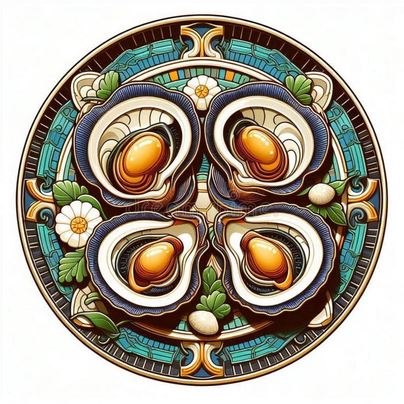 A plate of abalone stock illustration. Illustration of card - 329637338