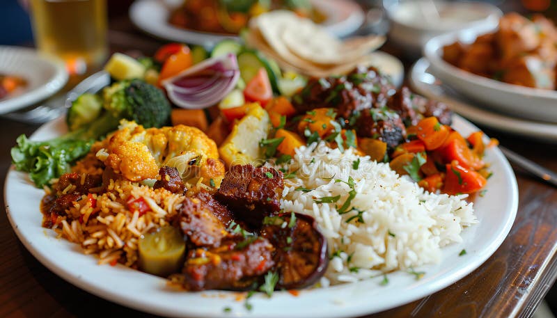 Plate with All the Food in the World Stock Illustration - Illustration ...