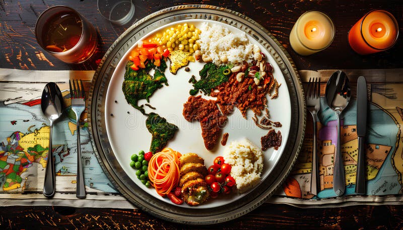 Plate with All the Food in the World Stock Illustration - Illustration ...