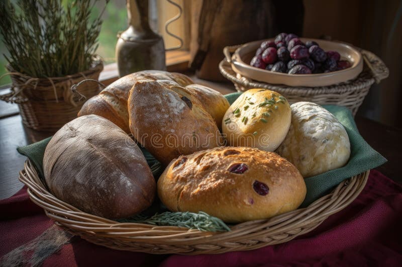 Plate of Assorted Artisan Breads, Each One with Unique Texture and ...