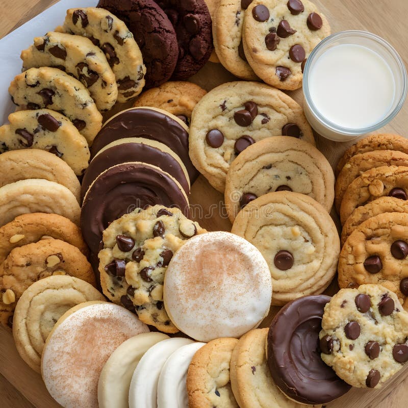 A Plate of Assorted Cookies, Including Chocolate Chip and Frosted ...