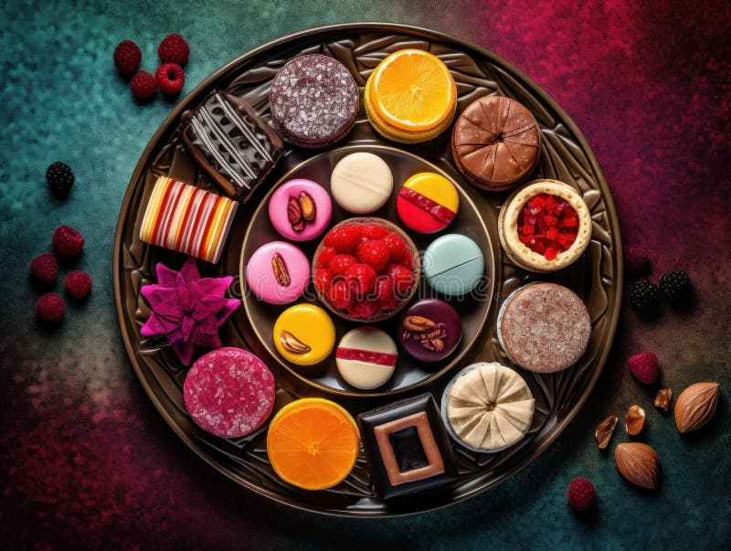 A Plate of Assorted Desserts on a Table. Generative AI Image. Stock ...