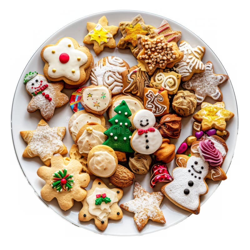 A Plate of Assorted Festive Cookies, Decorated with Icing. Stock Photo ...