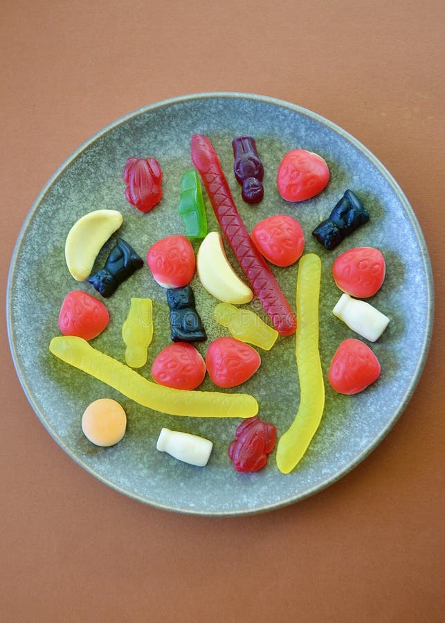 Colorful Chewy Candies on a Plate Stock Photo - Image of sweets, food ...