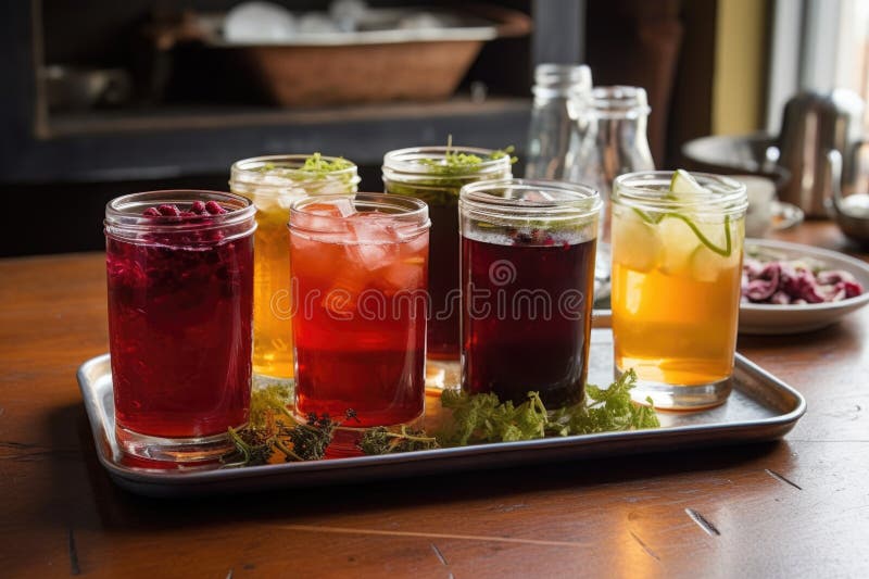 Plate of Assorted Iced Teas, Including Fruity and Herbal Varieties ...