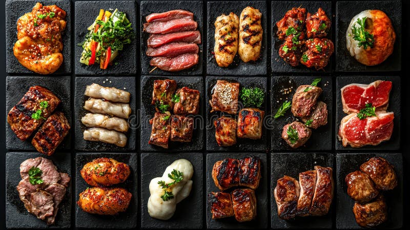 Plate of Assorted Meats and Vegetables Stock Photo - Image of cuisine ...