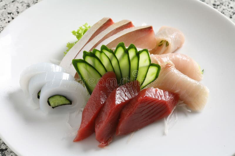 Assorted sashimi plate stock photo. Image of plate, squid - 357457662
