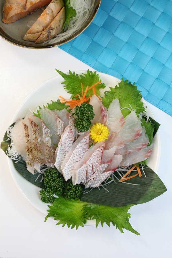 A Plate of Assorted Sashimi Stock Photo - Image of traditional, meal ...