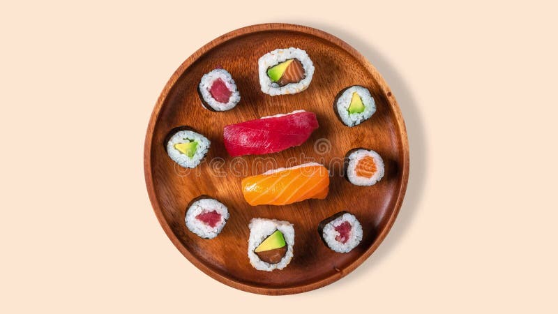 A Plate of Assorted Sushi, Top View Stock Footage - Video of maki ...