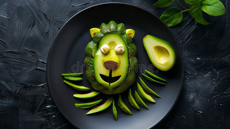 A Plate with Avocados Shaped into a Lion Stock Photo - Image of ...