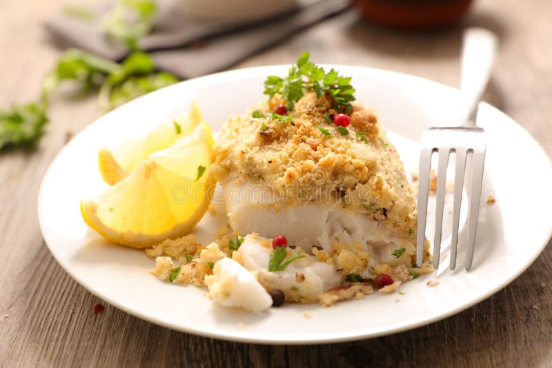 Baked fish with crust stock photo. Image of fish, diet - 120578144