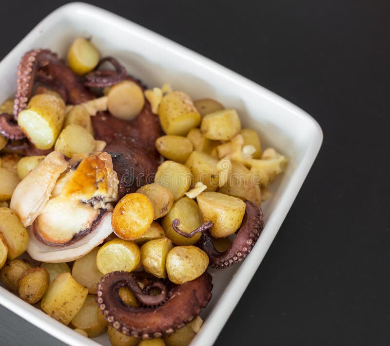 Baked Octopus. stock image. Image of plate, cooking - 102039209