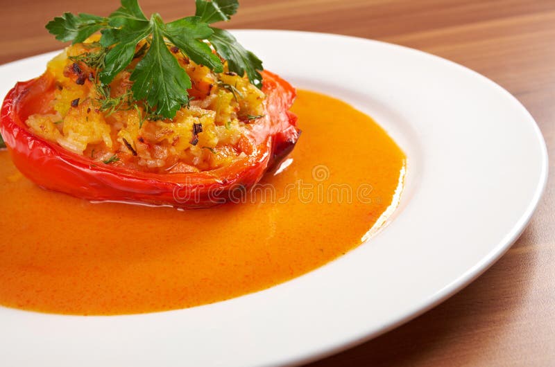 Plate with Baked Stuffed Peppers. Stock Photo - Image of nutrition ...