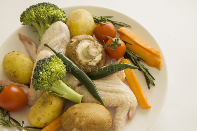 Plate of Barbeque Ingredients Stock Image - Image of mushroom, health ...