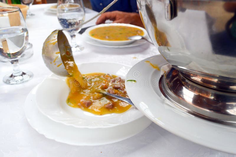 A Plate of Beef Soup with Spices and Vegetables. Chorba , Traditional ...