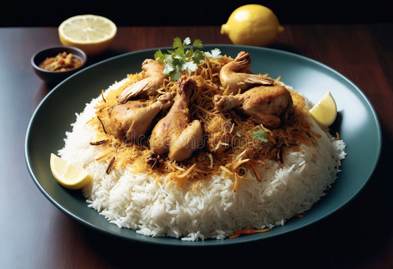 A Plate of Biryani, a Popular South Asian Rice Dish Stock Illustration ...