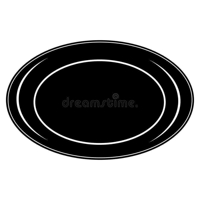 Plate, Black Stencil, Isolated Vector Illustration in Doodle Style ...