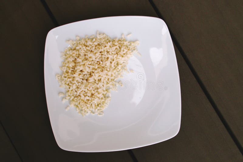 Cooked Integral Rice Served on a White Plate. Stock Image - Image of ...