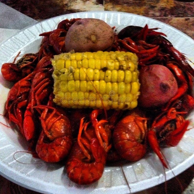 Crawfish Corn and Potatoes stock image. Image of seasoning - 13748889