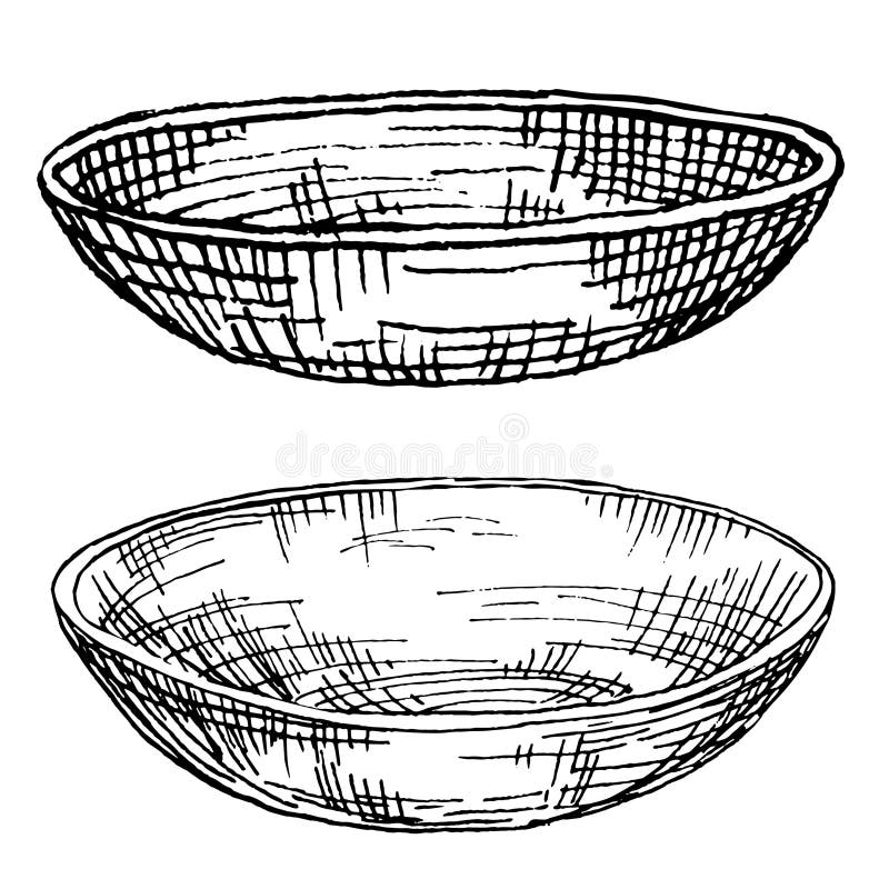 Plate, Bowl, Vector Illustration, Hand Drawn. Ceramic or Glass Plate ...