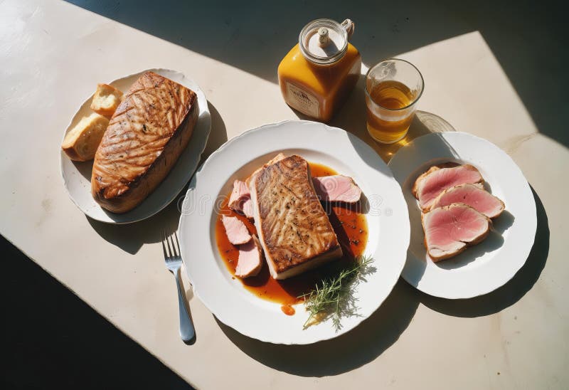 A plate with bread, fish stock illustration. Illustration of eating ...