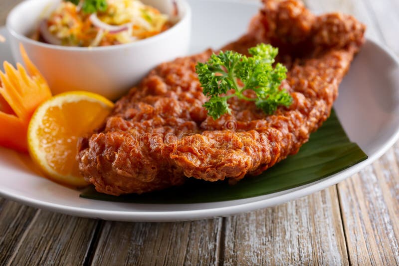 Plate of Breaded Fish, Asian Fried Fish Stock Photo - Image of batter ...